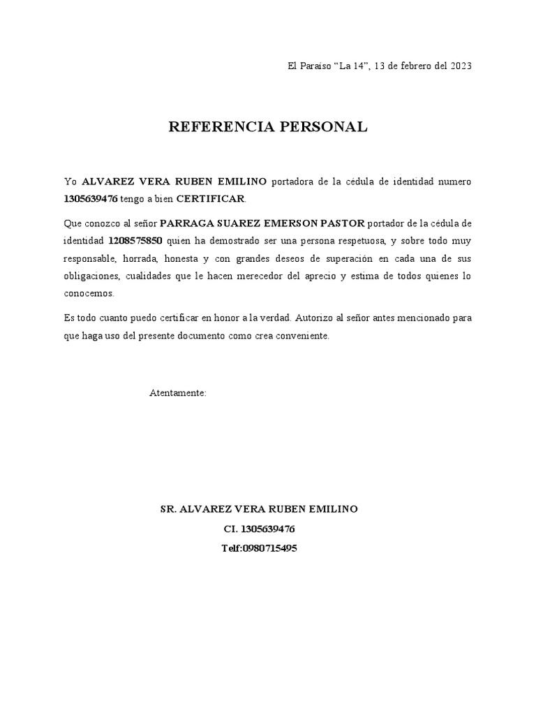 Referencia Personal | PDF