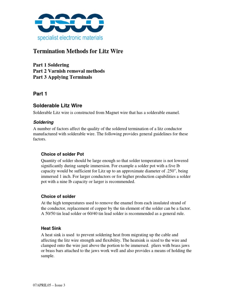 Litz Wire Termination Guide | PDF | Soldering | Wire