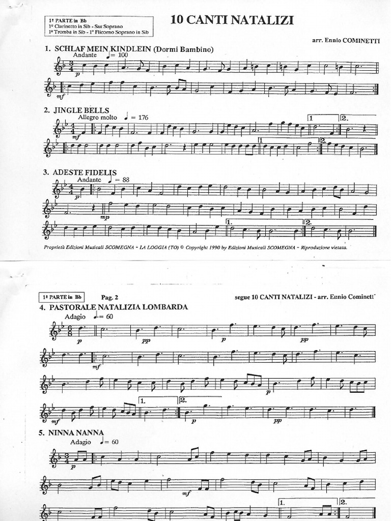 10 Canti Natalizi - Clarinetto Sib 1, Tromba Sib 1, Sax Soprano | PDF