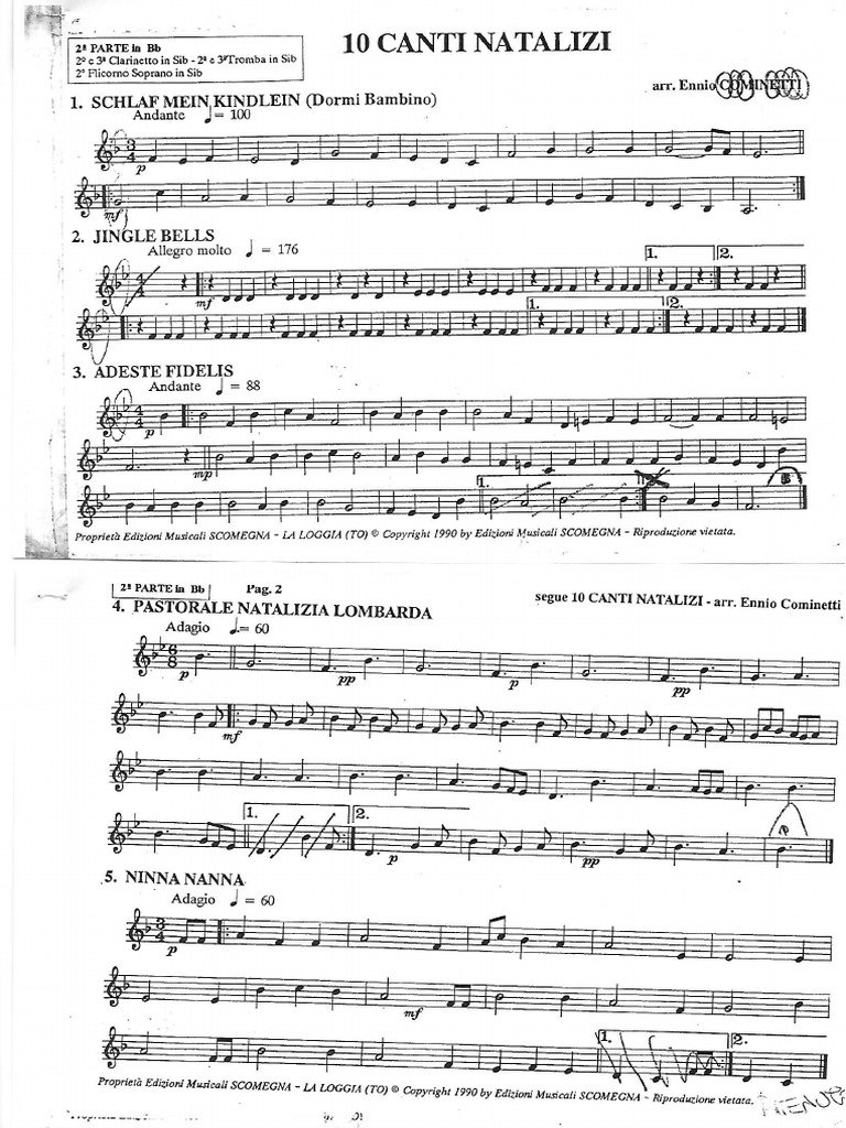 10 Canti Natalizi - Clarinetto Sib 2, 3, Tromba Sib 2, 3 | PDF