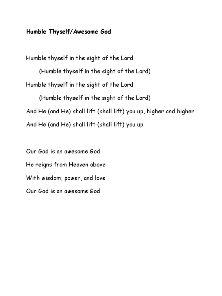 Humble Thyself - Awesome God - Lyrics | PDF