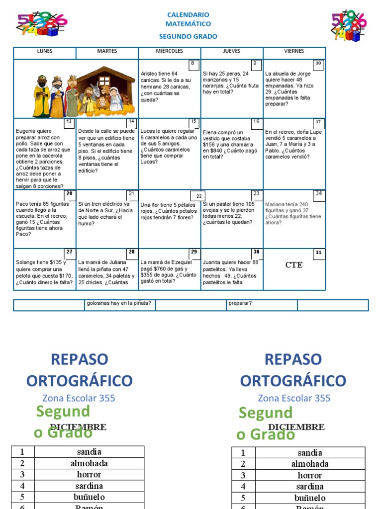 2° Calendario Matemático Enero | PDF