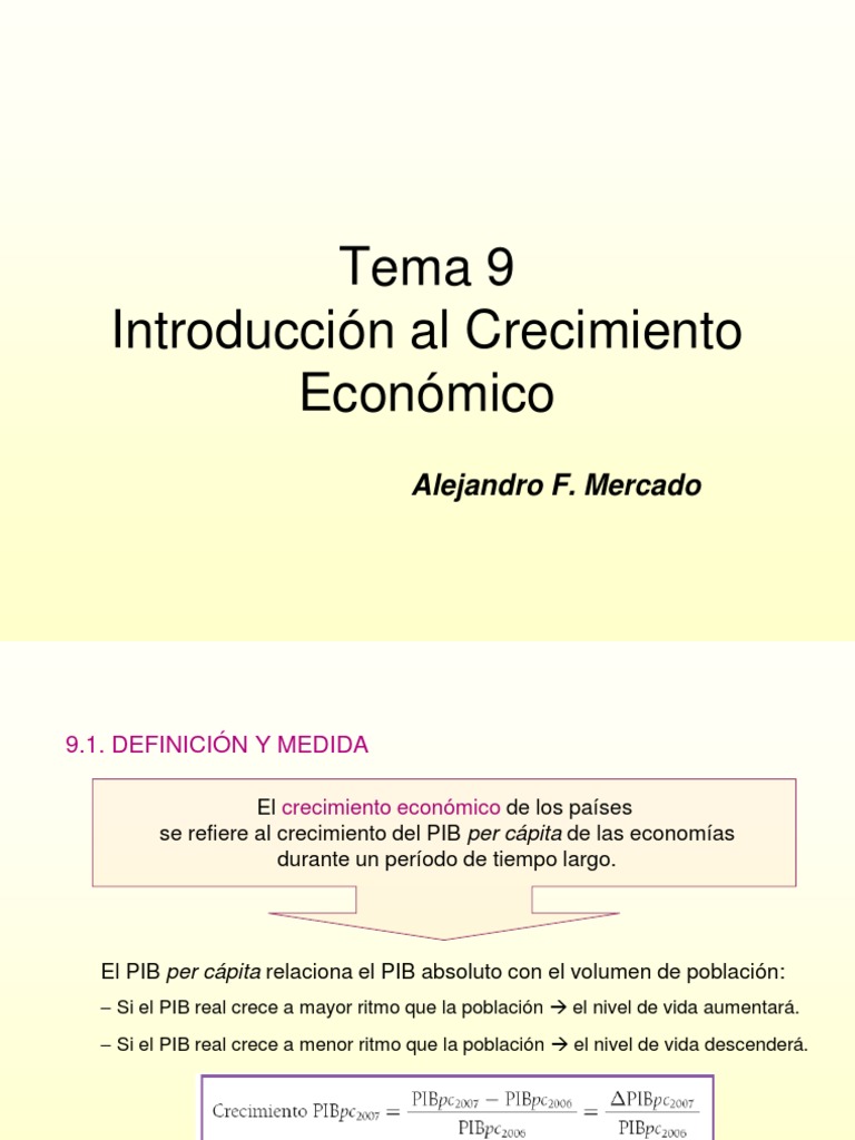 Tema 9. Introducción Al Crecimiento Económico | PDF | Crecimiento económico | Capital humano