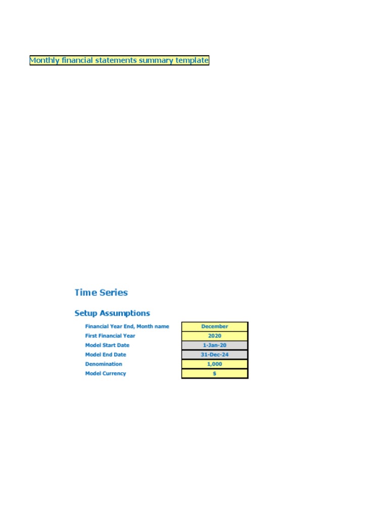 Monthly Financial Statements Summary Excel Template | PDF | Balance ...