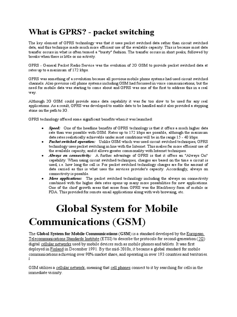 GPRS, GSM, Cdma | PDF | Gsm | Channel Access Method