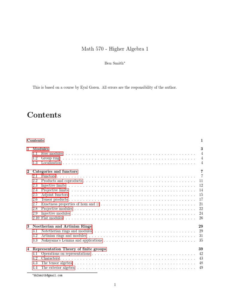 Higher Algebra 1: Modules & Functors | PDF | Module (Mathematics ...