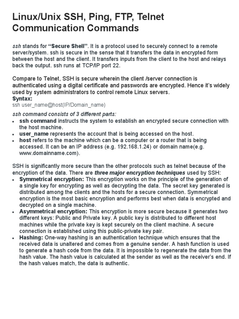 Linux Commands Net Pdf Secure Shell File Transfer Protocol