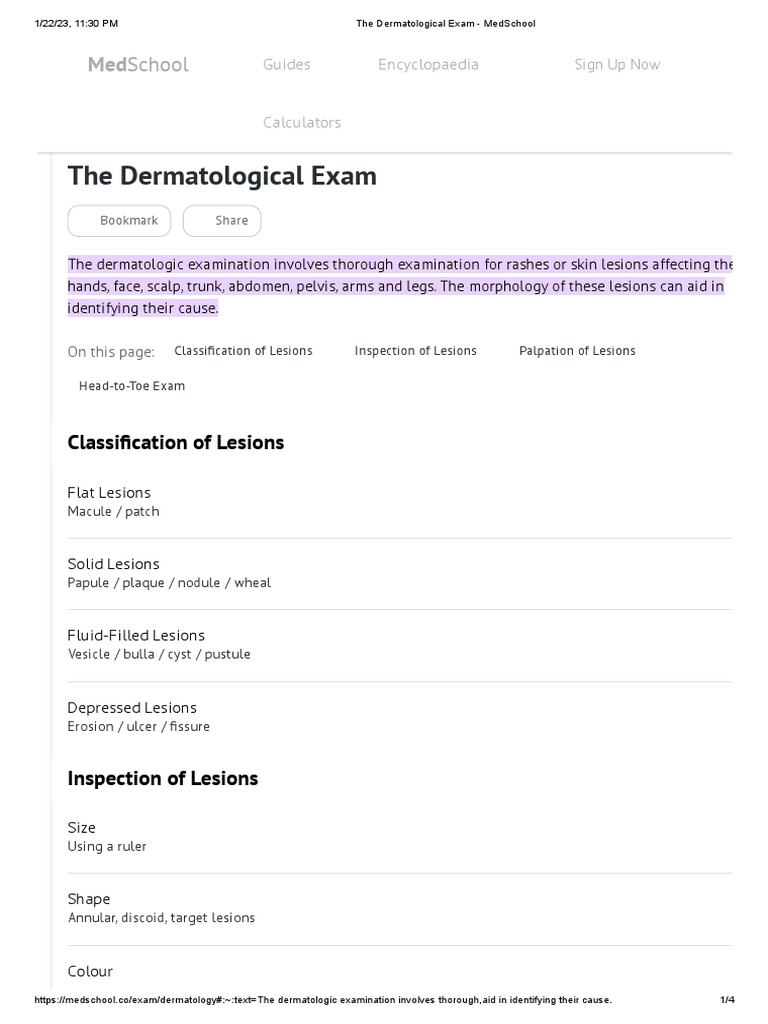 Medschool - Co The Dermatological Exam | PDF