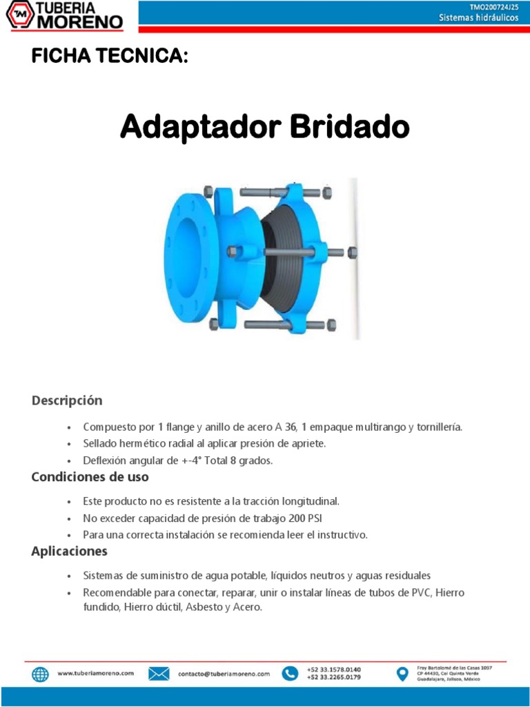 Ficha Tecnica Adaptador Bridado | PDF | Procesos industriales | Ingeniería de Edificación