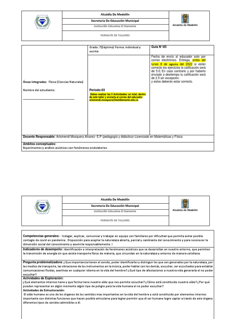 Copia de SEPTIMO TERCER PERIODO | PDF | Sonido | Escuchando
