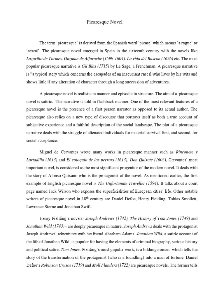 Picaresque Novel B. A. Part 1 English | PDF | Novels | Picaresque Novels