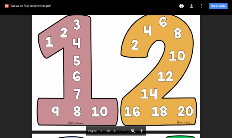 Tablas de Mul. Decorativas - PDF - Google Drive | PDF