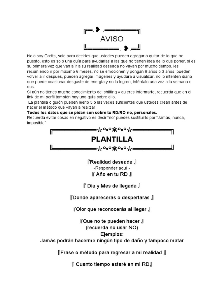 Plantilla para Shifting a Realidad Deseada | PDF | Estilo de vida