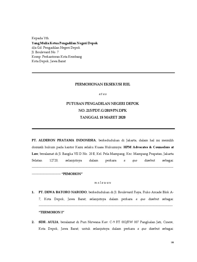 Permohonan EKSEKUSI | PDF