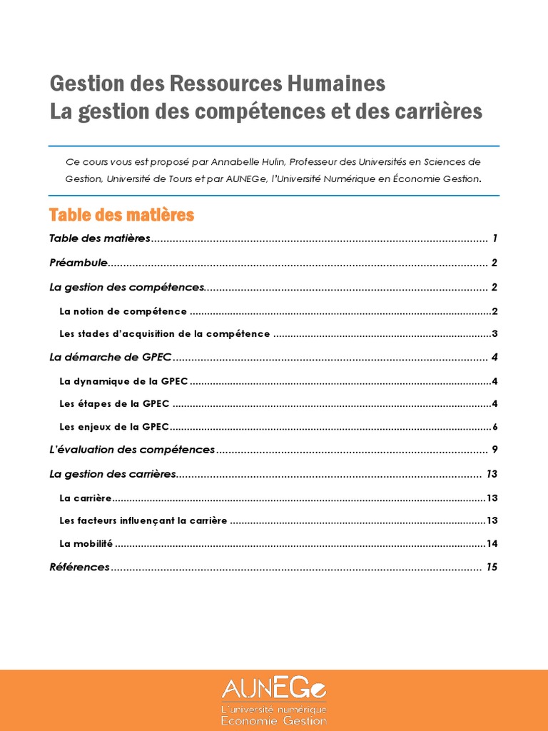 GRH Chap 2 Cours v4 | PDF | Compétence (Ressources humaines) | Gestion ...