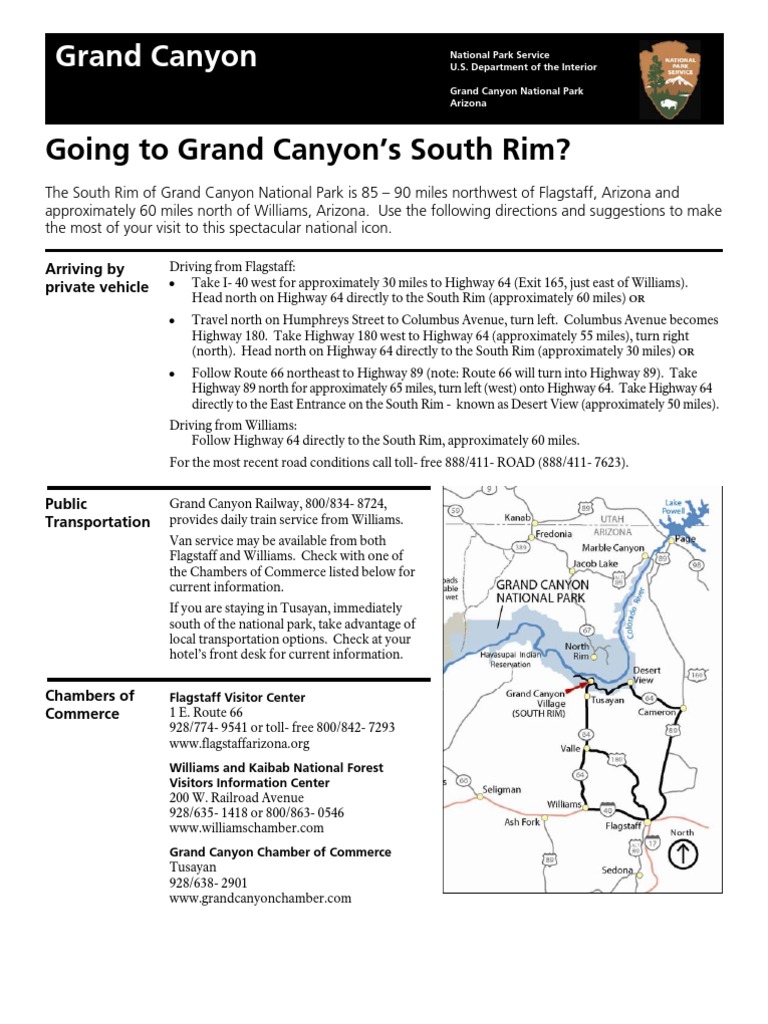 Grand Canyon South Rim Visitor Guide | PDF | Grand Canyon | Highway