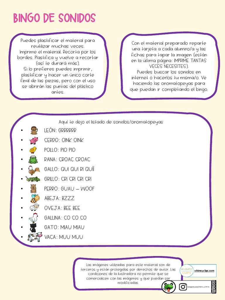 Bingo Sonoro para Niños | PDF