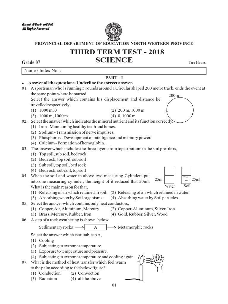 G7 - Third Term Examination (2018) - Provincial Department of Education ...