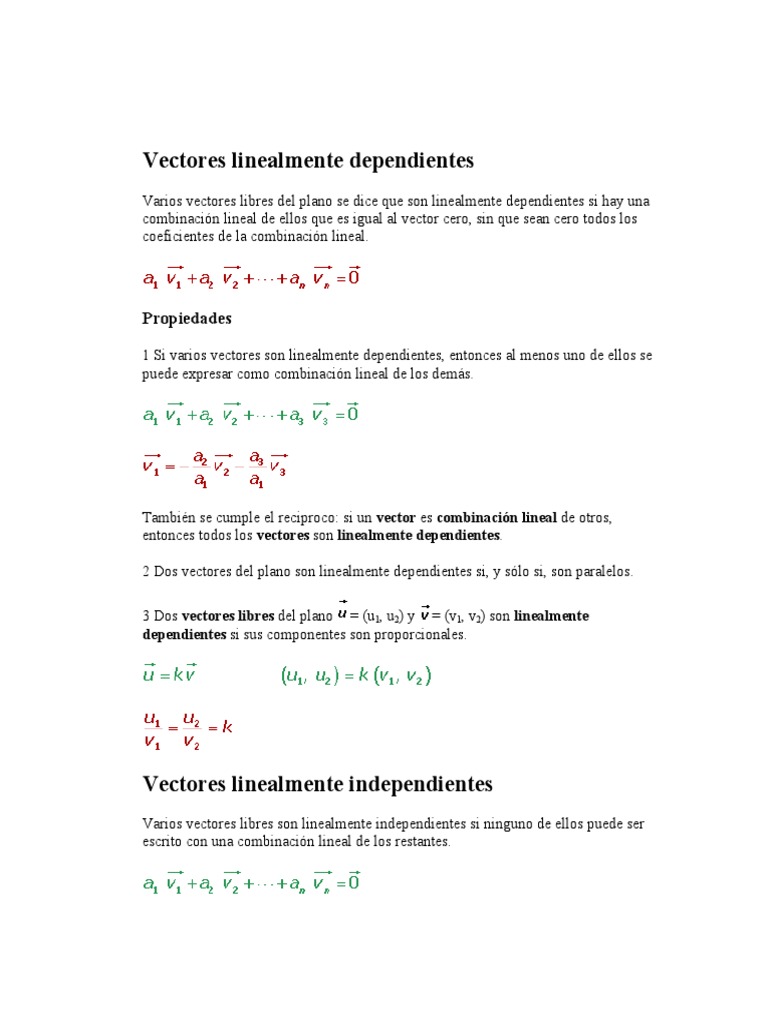 Vectores Linealmente Dependientes | PDF