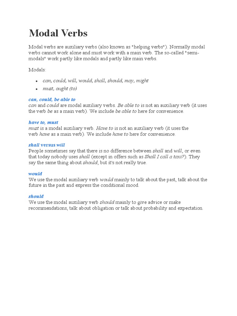 Modal Verbs | PDF