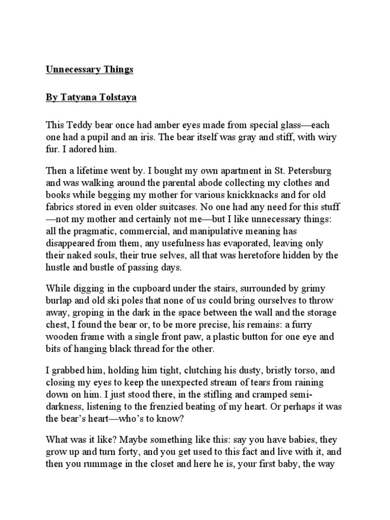 Unnecessary Things | PDF