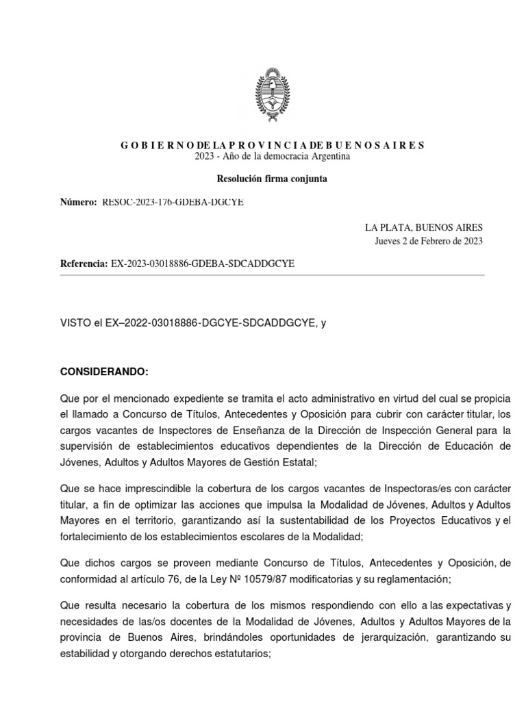 Resoc 2023 176 Gdeba Dgcye y Anexos | PDF | Inclusión (Educación ...
