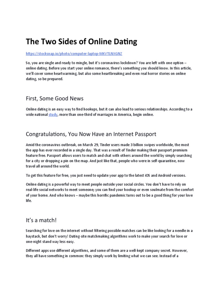 1.the Two Sides of Online Dating | PDF | Online Dating Service | Tinder ...