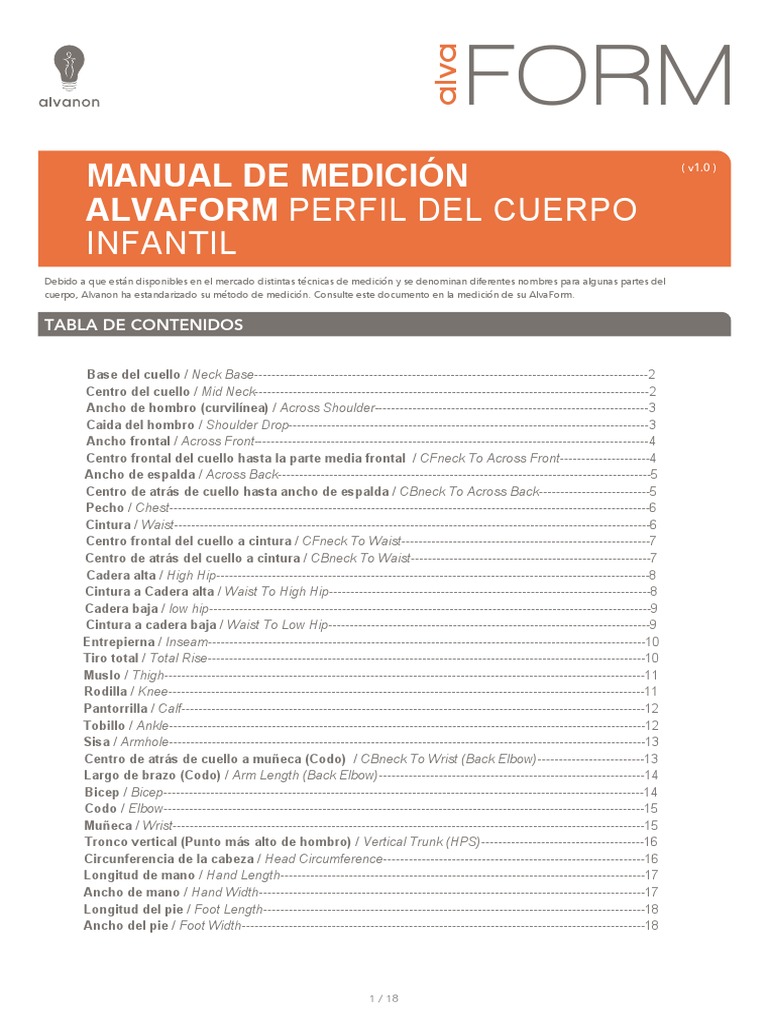 Alvaform Measurement Manual v2015 ChildSpanish | PDF | Mano | Sistema ...
