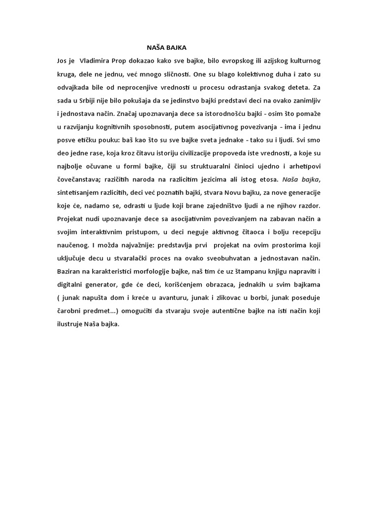 5.naša Bajka Projekat | PDF