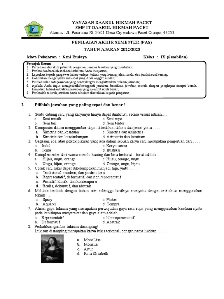 Soal Pas SBD Kelas 9 | PDF