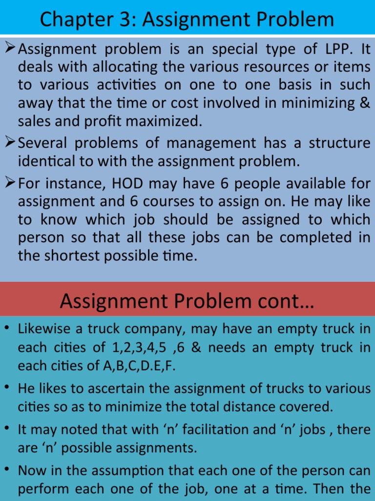 Chapter 4 Assignment Problem | PDF Chapter 4 Assignment Problem | PDF