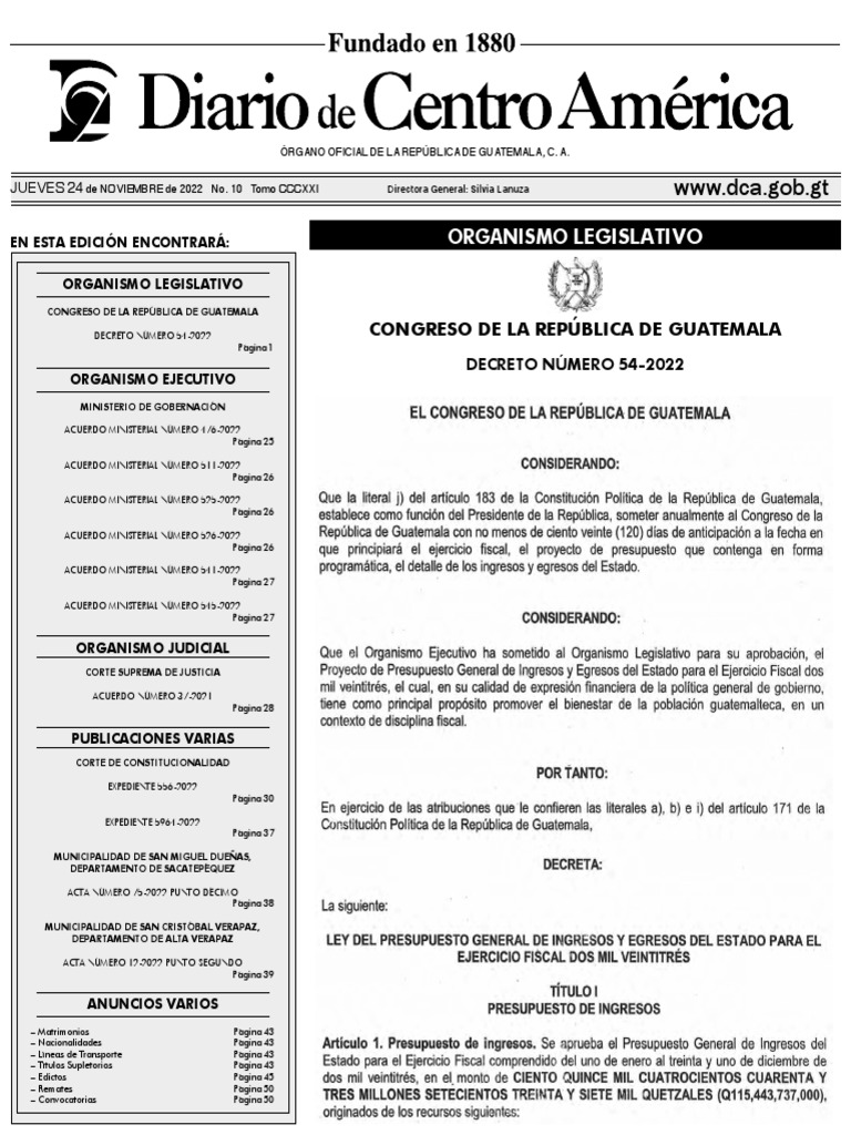 Diario de Centro América publica decretos, acuerdos y actas oficiales ...