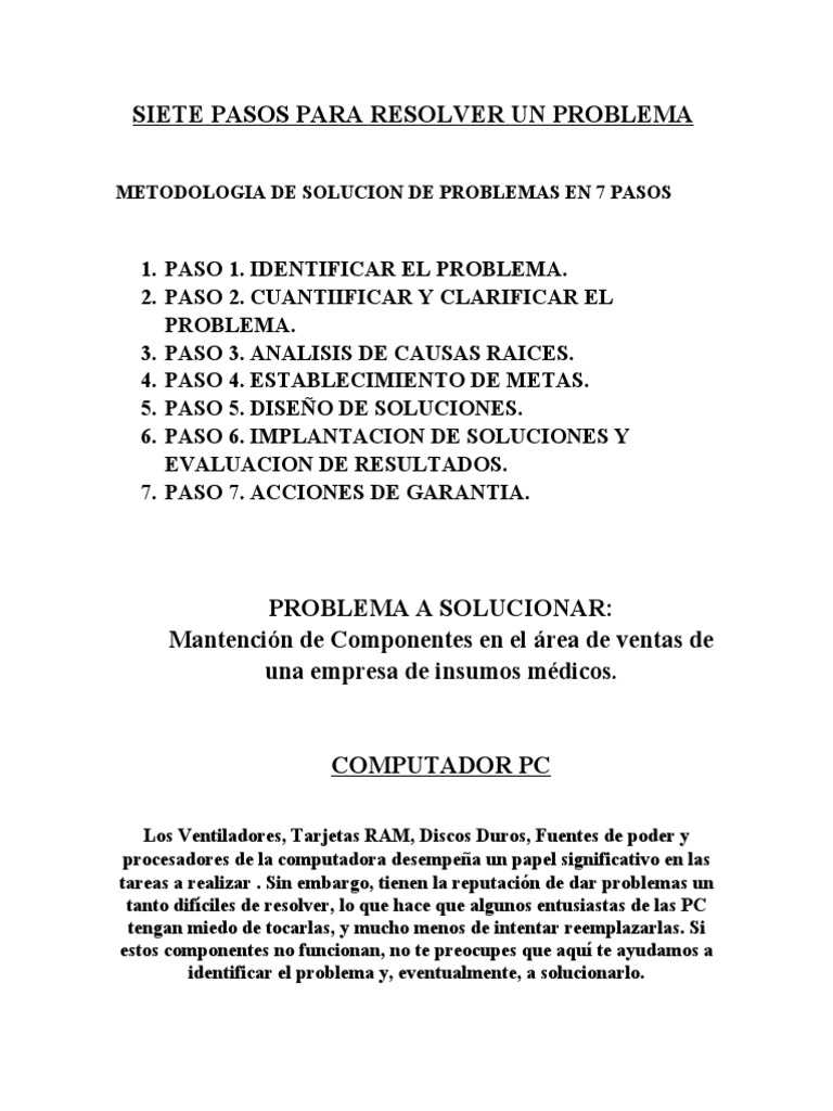 7 Pasos Para Resolver Problemas PASOS PARA PROBLEMAS MATEMÁTICOS