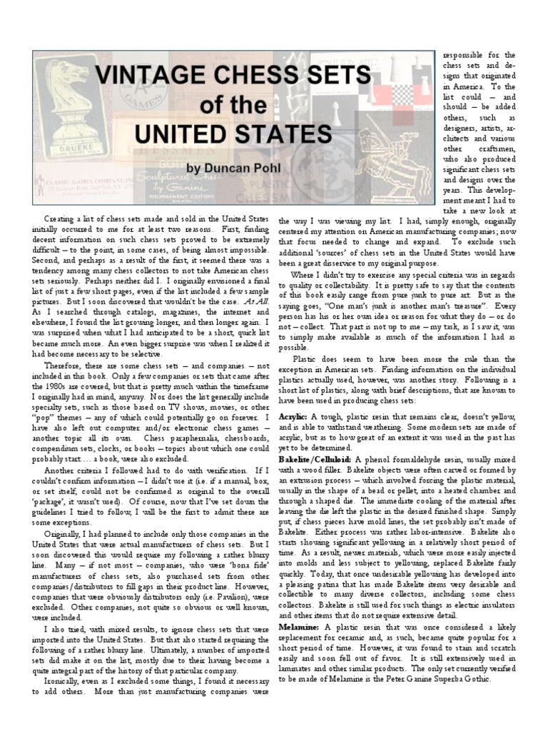 USA Chess Sets | PDF | Leisure | Sports