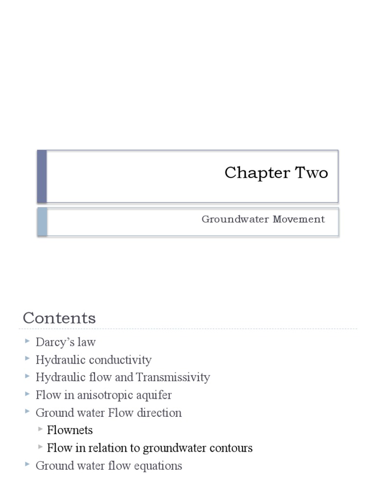 Chapter Two. Groundwater Movement | PDF | Porosity | Fluid Dynamics