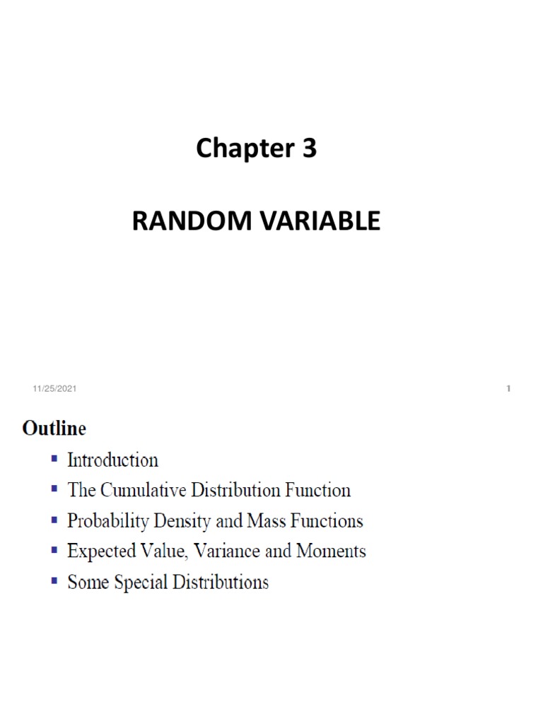 Chapter 3-Random - Variables | PDF | Probability Distribution | Probability Density Function