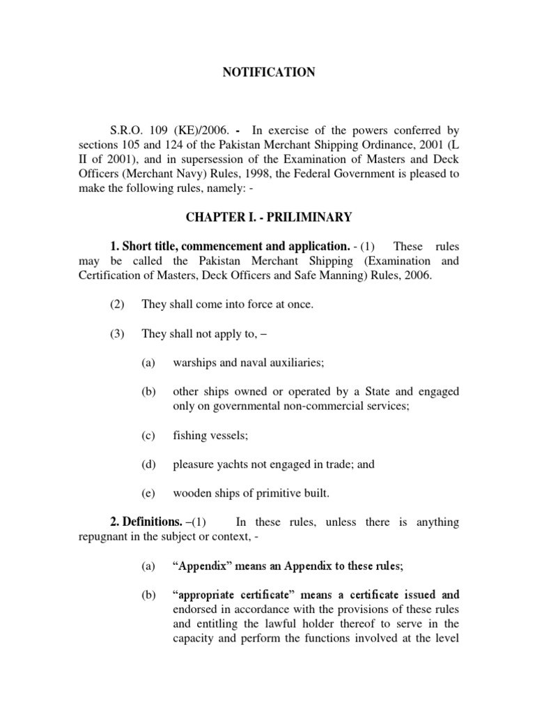 Examination and Certification of Deck Officers and Safe Manning Rules ...