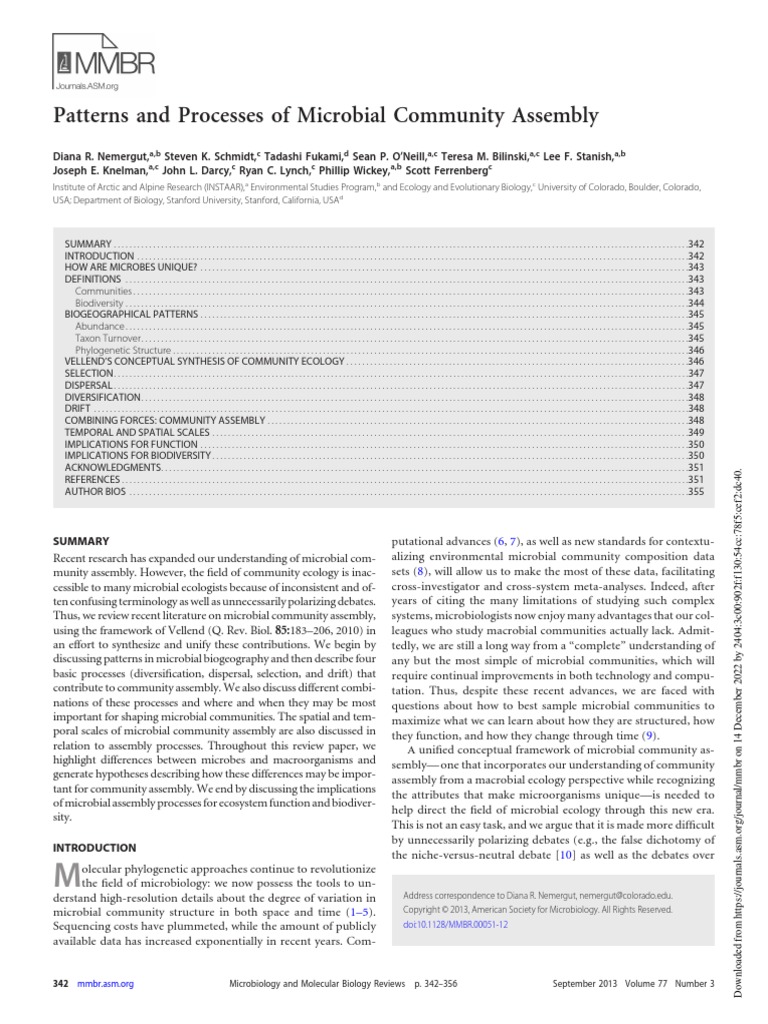Patterns And Processes Of Microbial Community Assembly Pdf