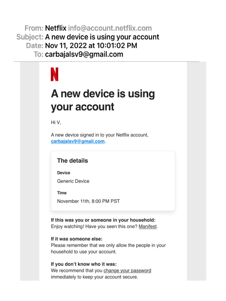 New Device Alert for Netflix Account | PDF | Home & Garden | Computers
