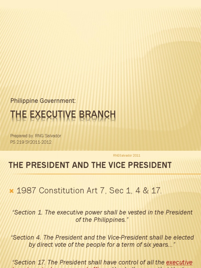 Overview of Philippine Executive Branch | PDF | Elections | Local ...