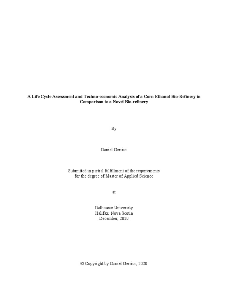 Gerrior Daniel MASc PEAS Dec 2020 | PDF | Biorefinery | Life Cycle ...