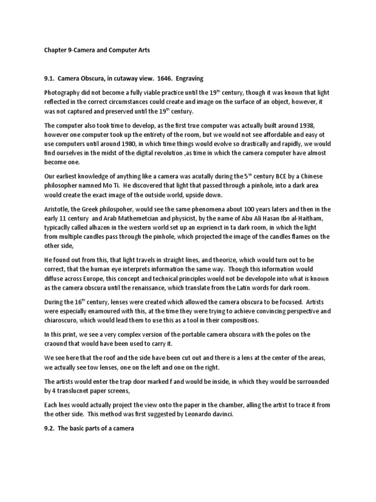 Art120 Chapter9 CameraandComputerArts | PDF | Imaging