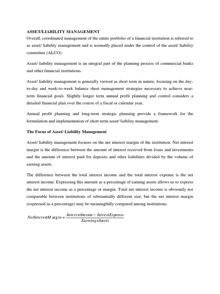 Lecture 7 Asset Liability Management Pdf Bond Duration Interest