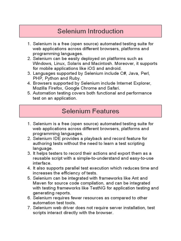 Selenium Introduction | PDF | Selenium (Software) | Software Engineering Selenium Introduction | PDF | Selenium (Software) | Software Engineering