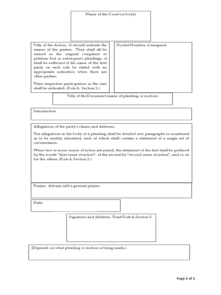 General Format of Pleadings and Motions | PDF