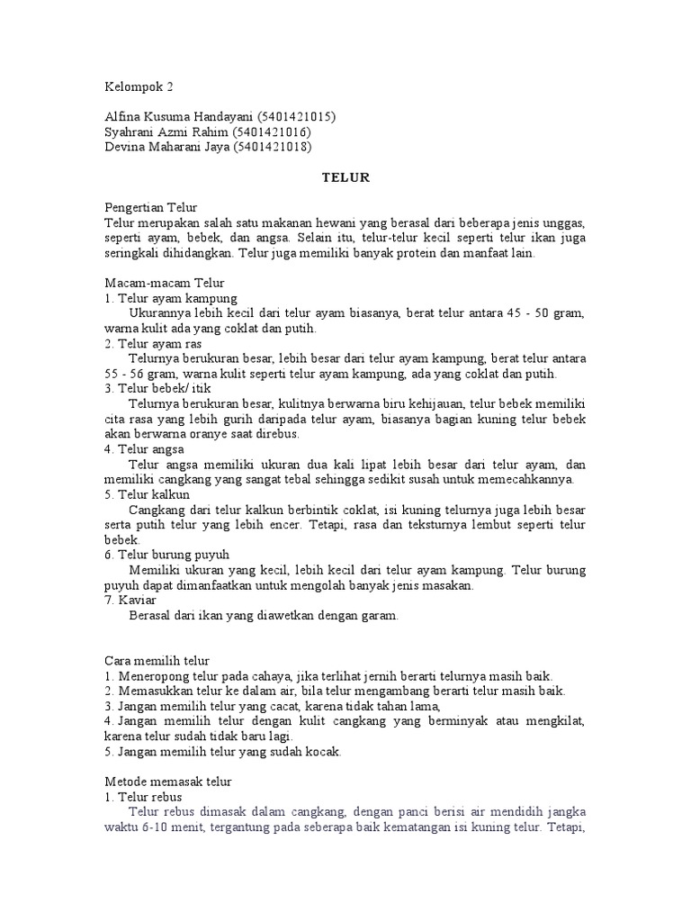 Hewani - Telur | PDF