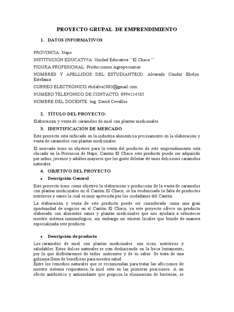 Alvarado Evelyn | PDF | Iniciativa empresarial | Miel