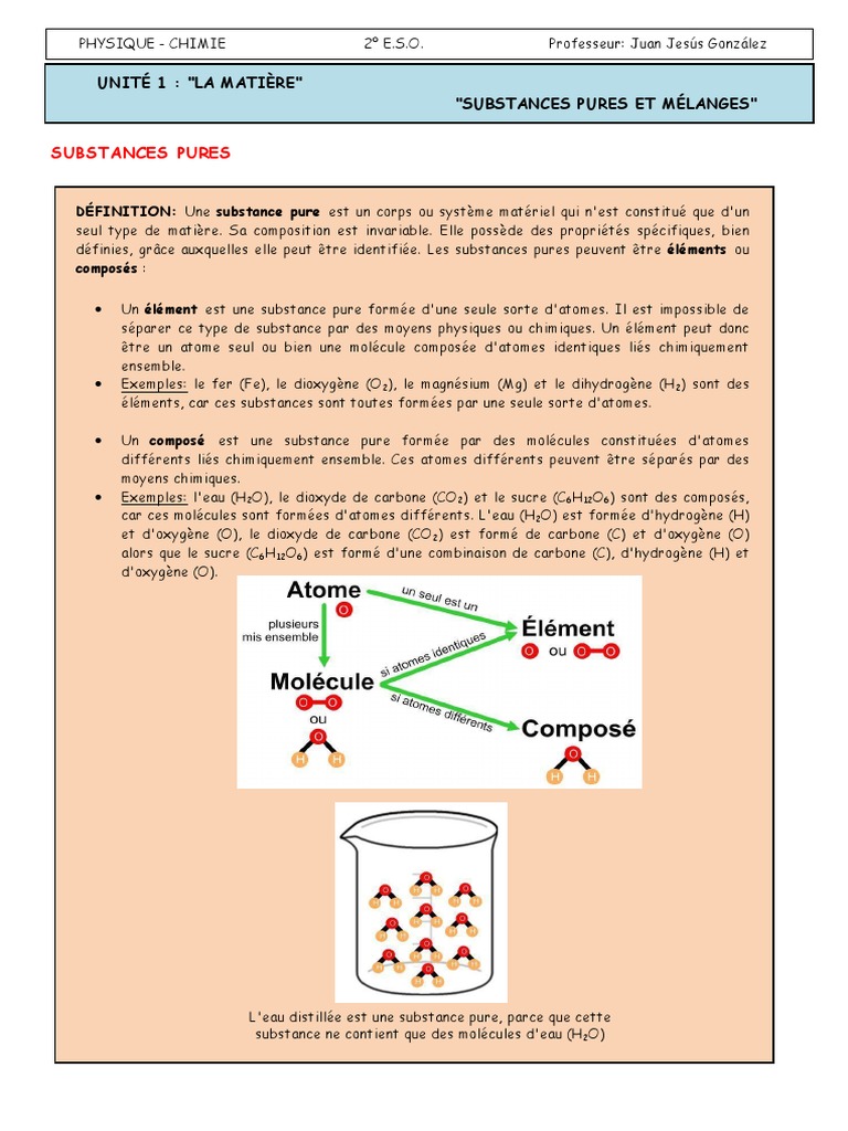 Substances Pures et Mélanges | PDF | Molécules | Homogénéité et ...