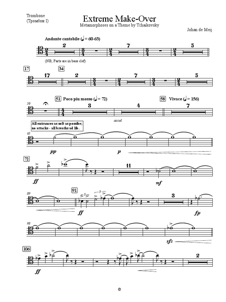 Trombone I | Download Free PDF | Musicology | Notation