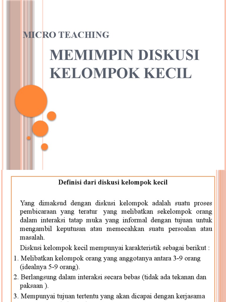Memimpin Diskusi Kelompok Kecil: Micro Teaching | PDF